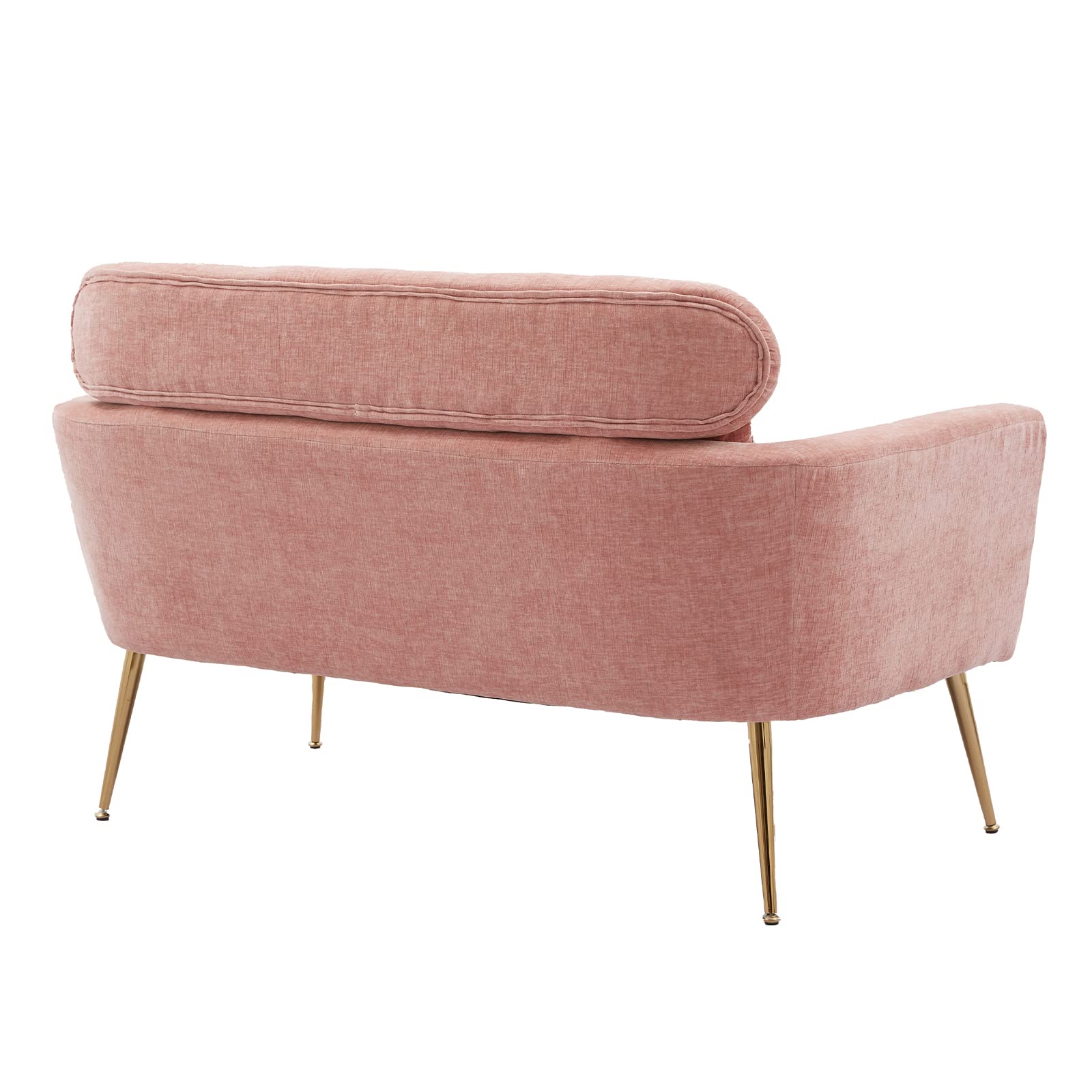Betoko 51ββ Loveseat Sofa Small Couch Two Seat Mid Century Modern Sofa with 2 Throw Pillows and Gold Metal Legs for Small Space Office Studio Apartments Bedroom, Pink