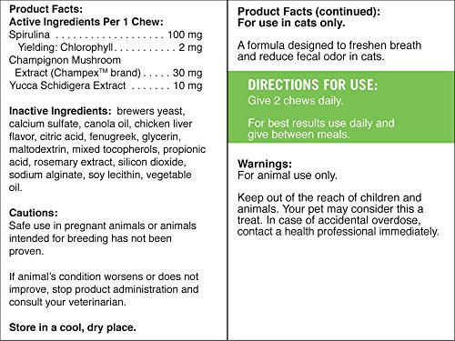 Pet Naturals Clean Scat Digestive Support Supplement for Cats, 45 Bite Sized Chews - Litter Box Odor Control and Intestinal Support