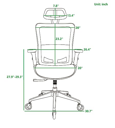 Office Chair, High Back Ergonomic Desk Chair, Breathable Mesh Desk Chair with Adjustable Lumbar Support and Headrest, Swivel Task Chair with Armrests, Executive Chair for Home Office (Black)