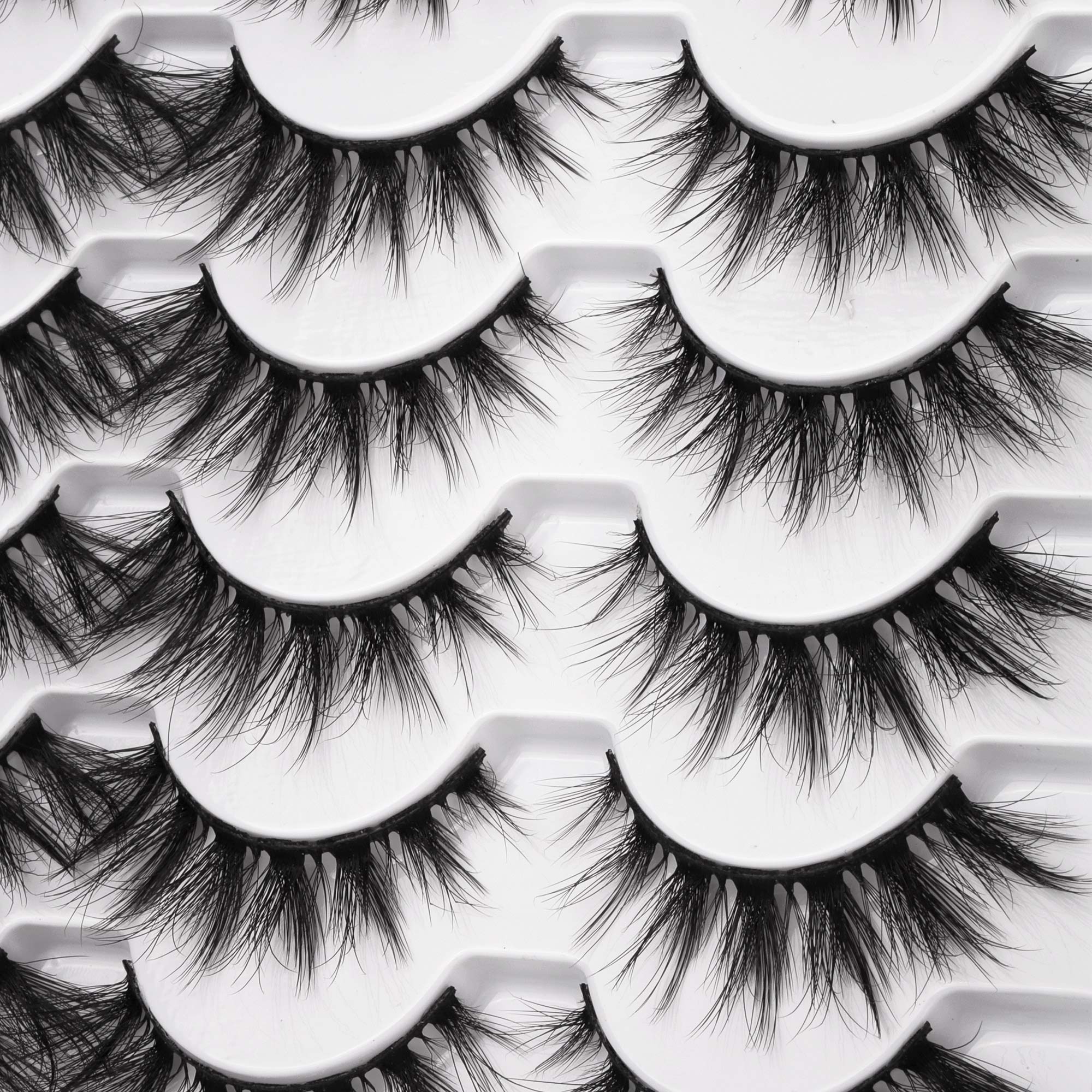 Cat Eye Lashes Pack Wispy 3D Faux Mink Lashes 18mm Fluffy False Eyelashes Soft Reusable Handmade Fake Eyelashes, 12 Pairs Pack by Pawotence