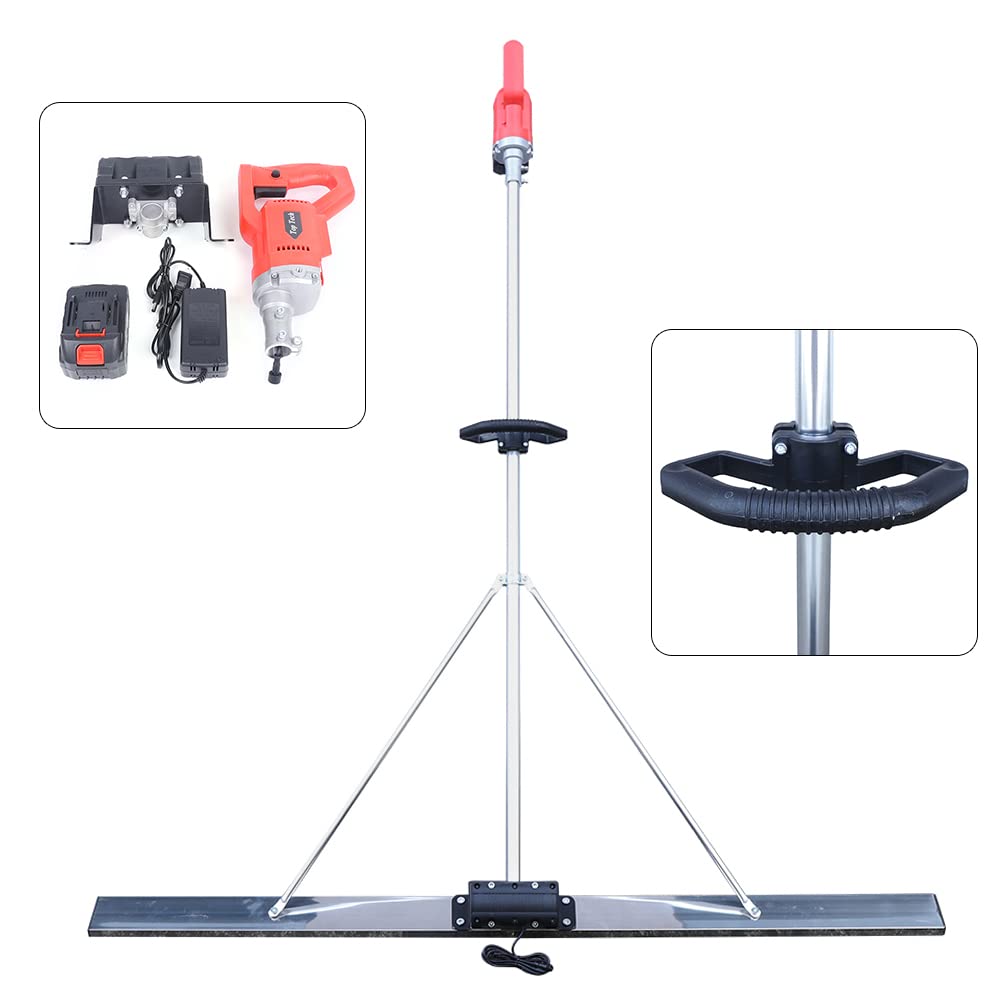 Concrete Surface Vibrator Battery Powered Cement Vibrating Leveling Tool Brushless Motor Concrete Surface Screed with 1.51mx 8cm Scraper 3000-6000Rpm
