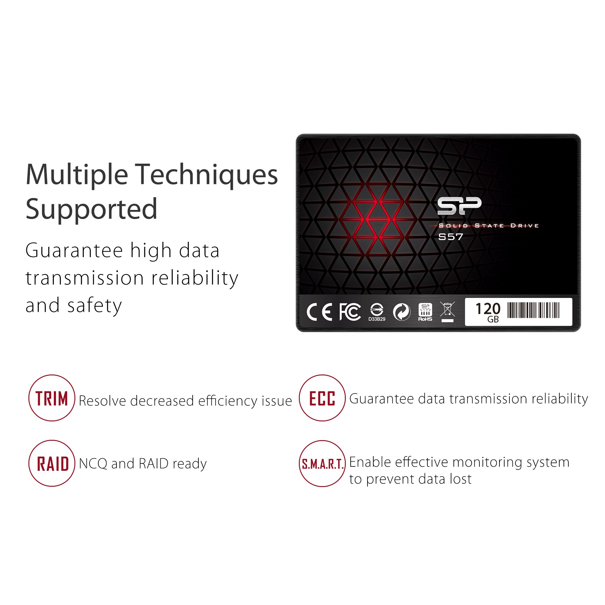 Silicon Power/Marvell Controller 120GB S57 (SLC Cache Performance Boost) SATA III Internal Solid State Drive- Free-download SSD Health Monitor Tool Included (SP120GBSS3S57A25AD)