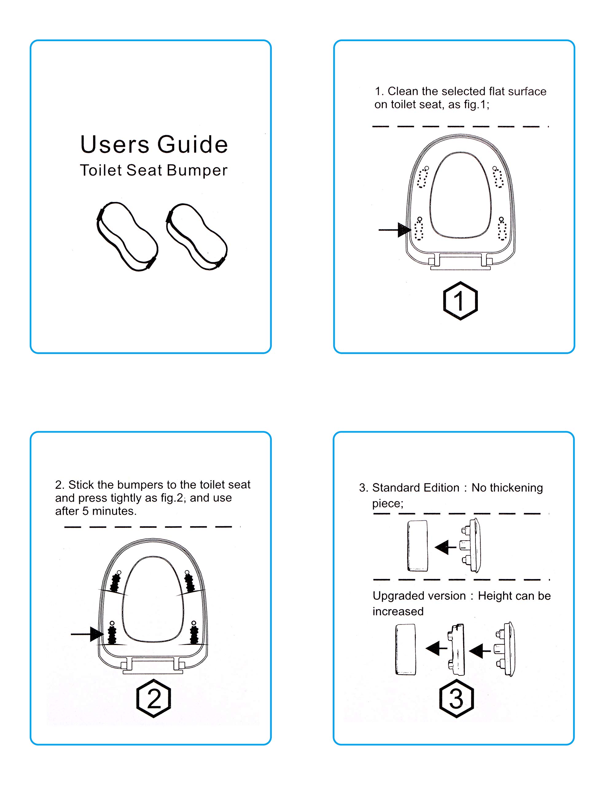 Bidet Bumper, 4PCS Height-increasing Pads, Universal Seat Bumper Kit with Strong Adhesive, Replacement Bumpers for Toilet Seat