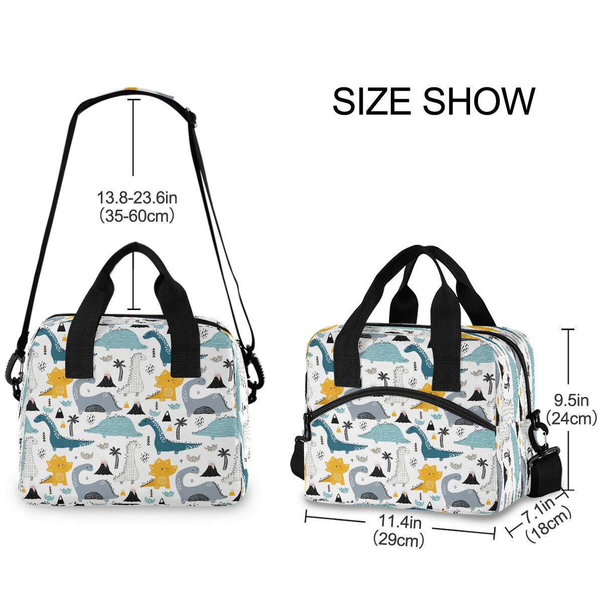 Cartoon Dinosaur Lunch Bags for Women Funny Palm Tree Jurassic Dino Lunch Tote Bag Lunch Box Thermal Cooler Bag Lunch Organizer for Working Picnic Beach Sporting