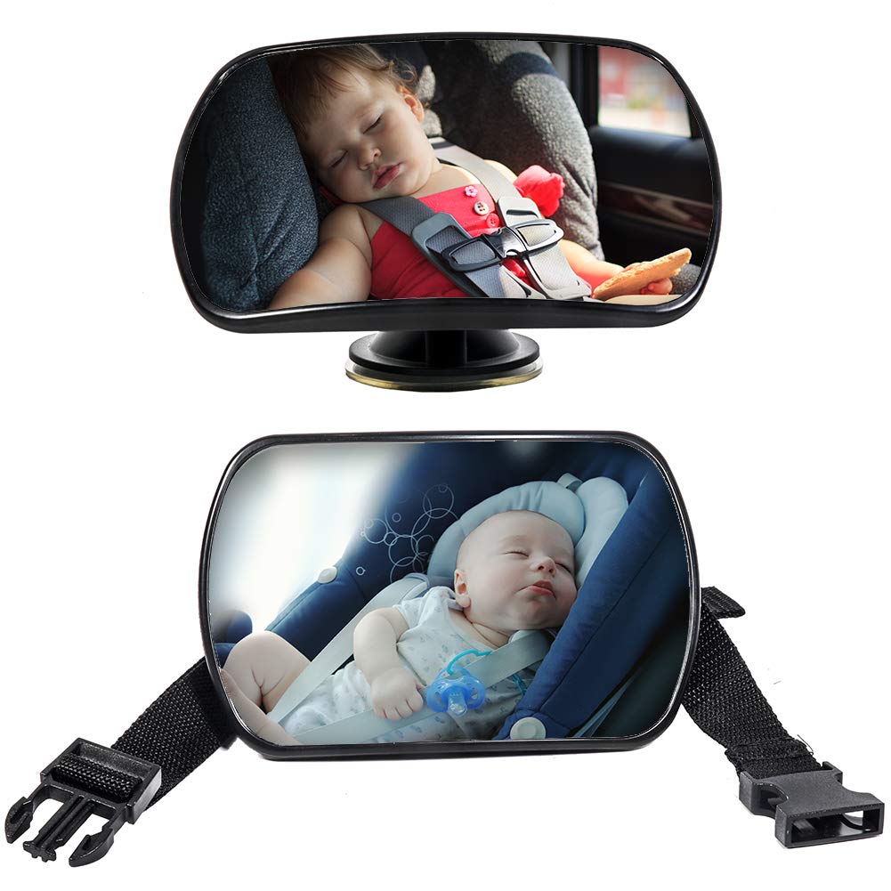 Baby Car Mirror - Bessie Sparks Car Back Seat Mirror for Rear Facing Infants and Babies Safety Shatterproof Acrylic Material 360 Degree Rectangle Rectangle 170x110MM