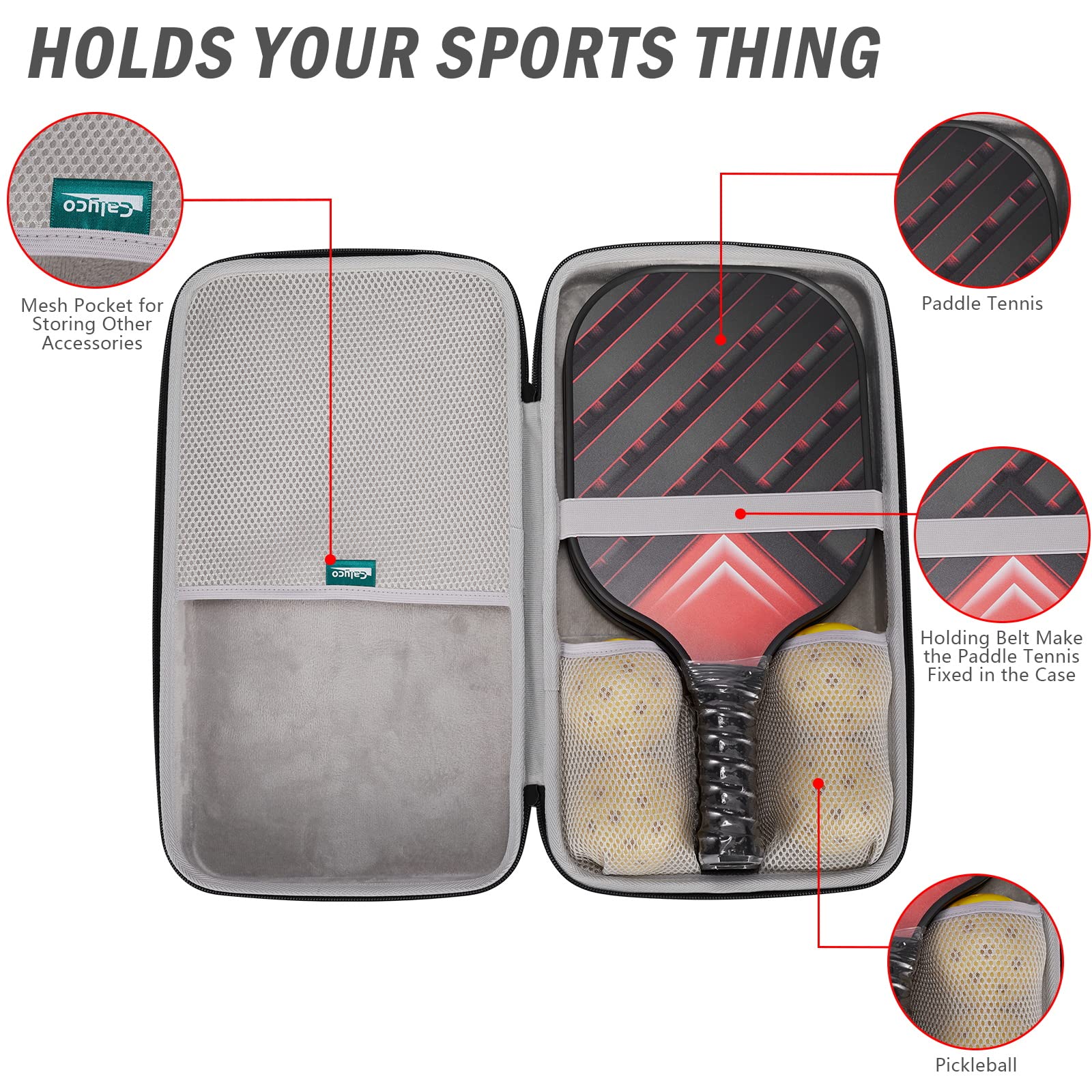C CALYCO Pickleball Bag Pickleball Sling Cover with Extra Storage Space for Accessories, Adjustable Pickleball Carrying Case for Men & Women Fits 2 Paddle & 4 Balls