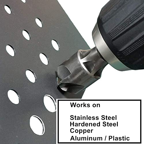 CONQUER Tools 5 Flute Metal Countersink Drill Bit, 90 Degree for 1/4'' Hex Shank Fit 1/8"-3/4"(3mm-19mm), Burr Removal, Deburring Beveling Chamfer Tool, Holes Shaping Trimming, Inner/Pipe Reamer