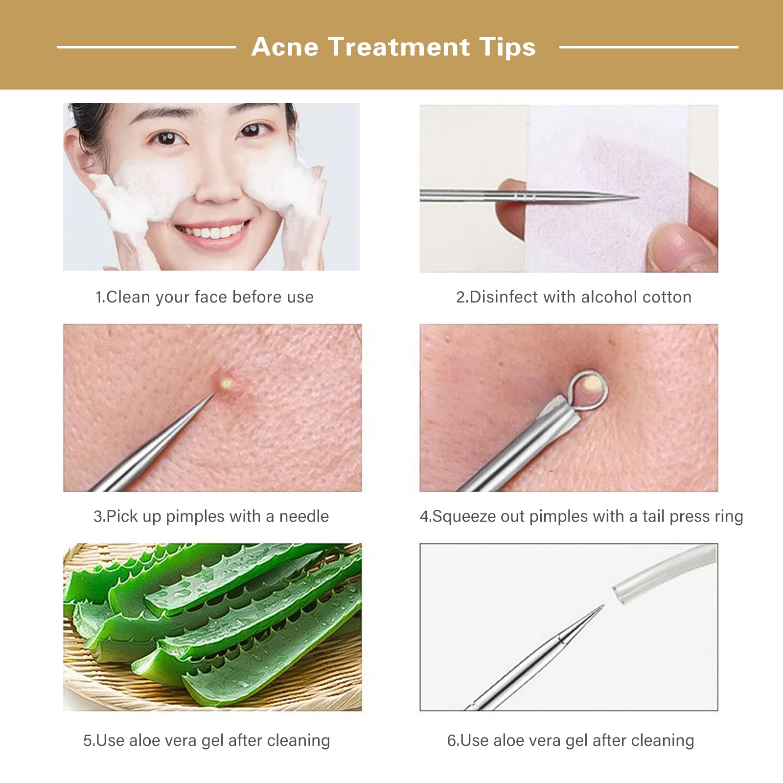 Blackhead Removal Tool, Pimple Popper Extractor Tool Kit, Used for Removing Blackheads, Acne, Comedone, Flaw White Heads on Nose and Face, Professional Stainless Steel Removal Tool.