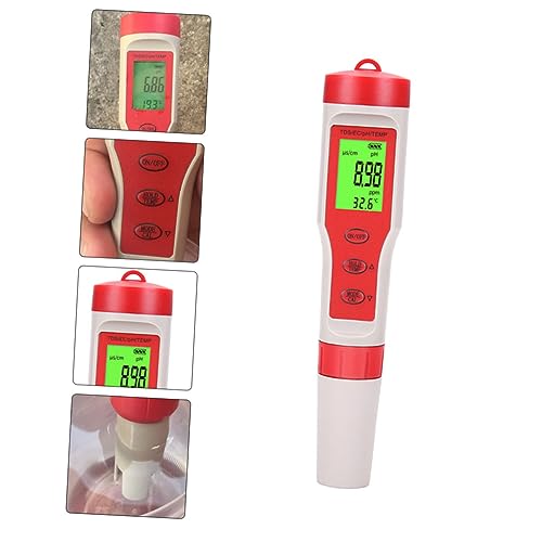COSMEVIVI 4 Ph Pen Ec Meter Aquarium Ph Meter Ph and Meter Digital Water Quality Tester Ec Water Test Water Quality Monitor Digital Ph Tester Water Table Digital Water Ph Tester Red PVC