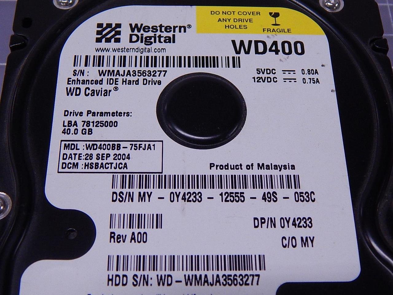 Western Digital WD400 IDE Hard Drive T105071