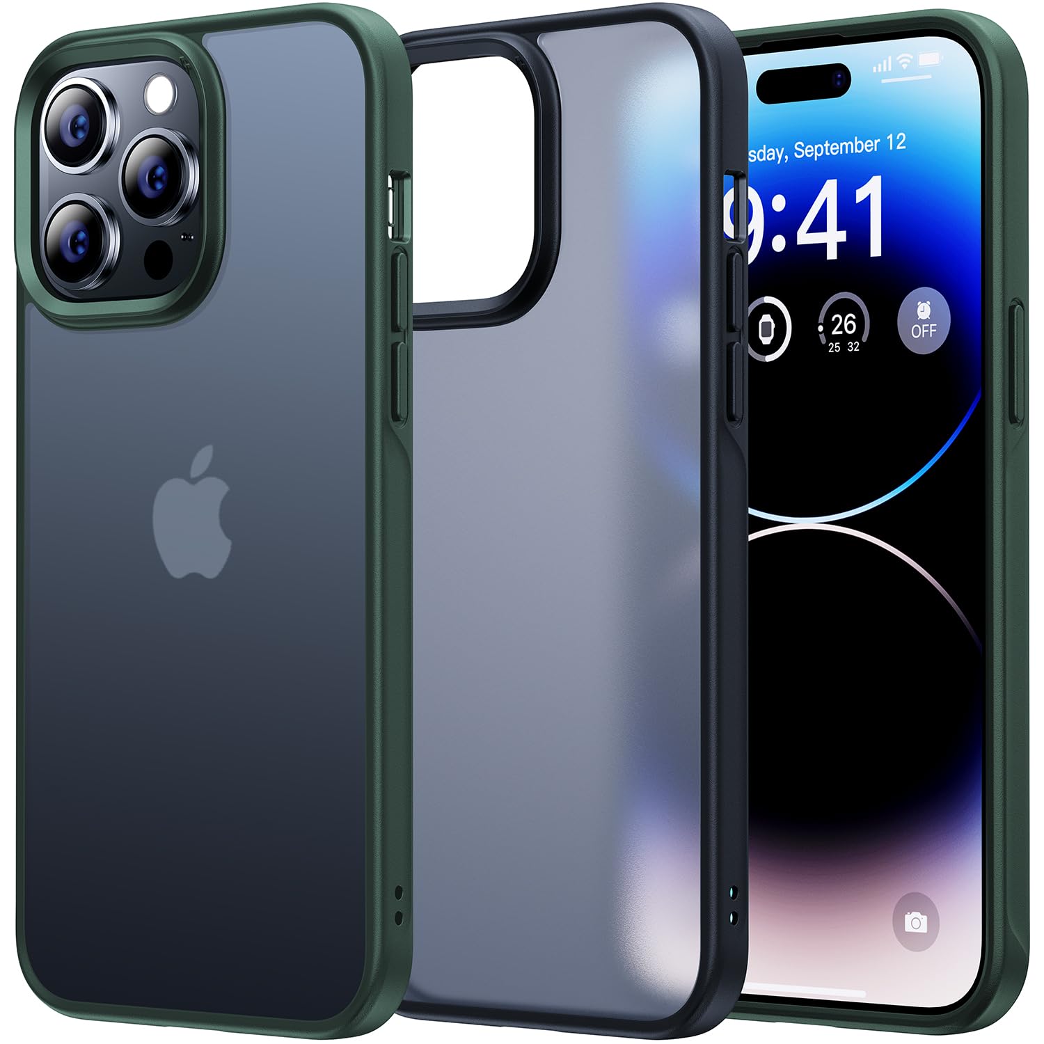 CASEKOO for iPhone 14 Pro Case Matte Shockproof, [Never Yellow] [10FT Mil-Grade Drop Protection] Translucent Slim Cover Women Men 14 Pro iPhone Case, Frosted Green