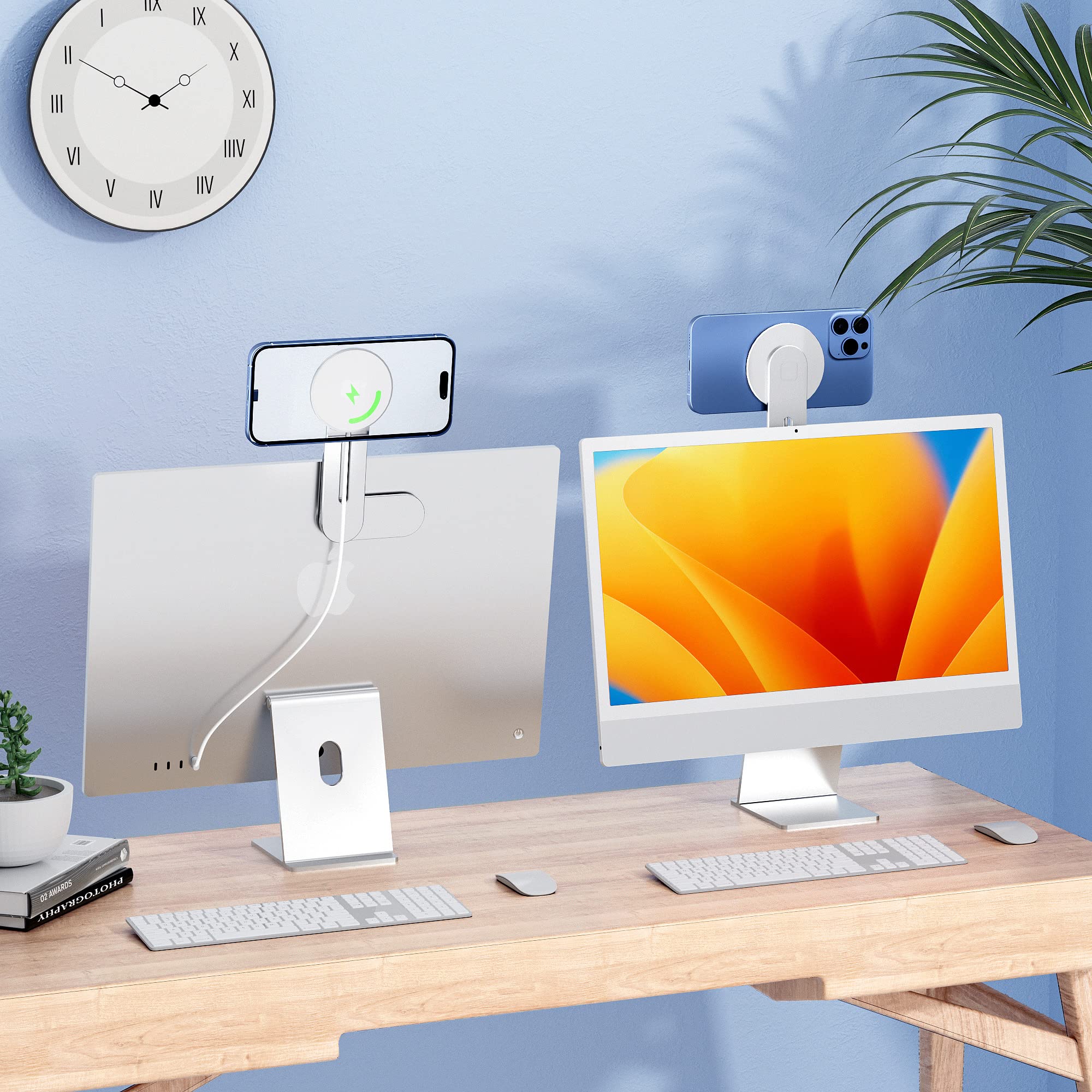 c CCMMMC Continuity Camera Mount with Wireless Charging Compatible with Magsafe for Monitors, MacBook Air&Pro, Apple TV tvOS 17, iPhone Continuity Camera