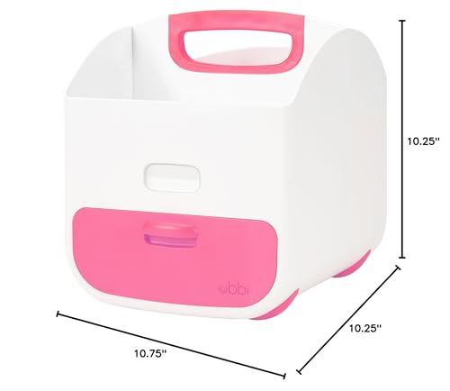 Ubbi Portable Diaper Changing Station + Diaper Storage Caddy Organizer with Changing Mat: Easily Stores Baby Diapers, Wipes + Baby Accessories - Pink