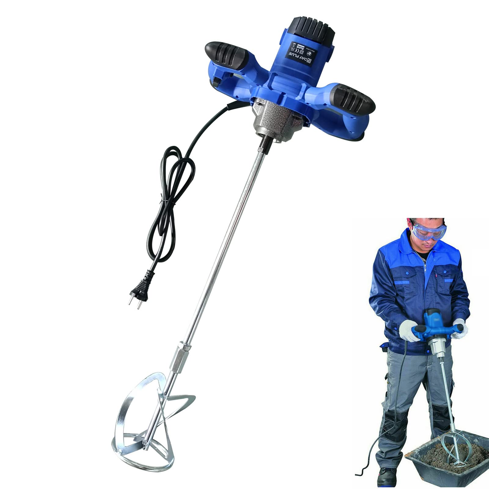Cement Mixer, Paint Mixer, 2600W Electric Concrete Mixer, Mortar Mixer, M14 Adjustable Agitator, 6 Speed Control, Plaster Grout Drill Mixer Stirring Tool, Used for Mixing Cement Slurry, Paint Coating