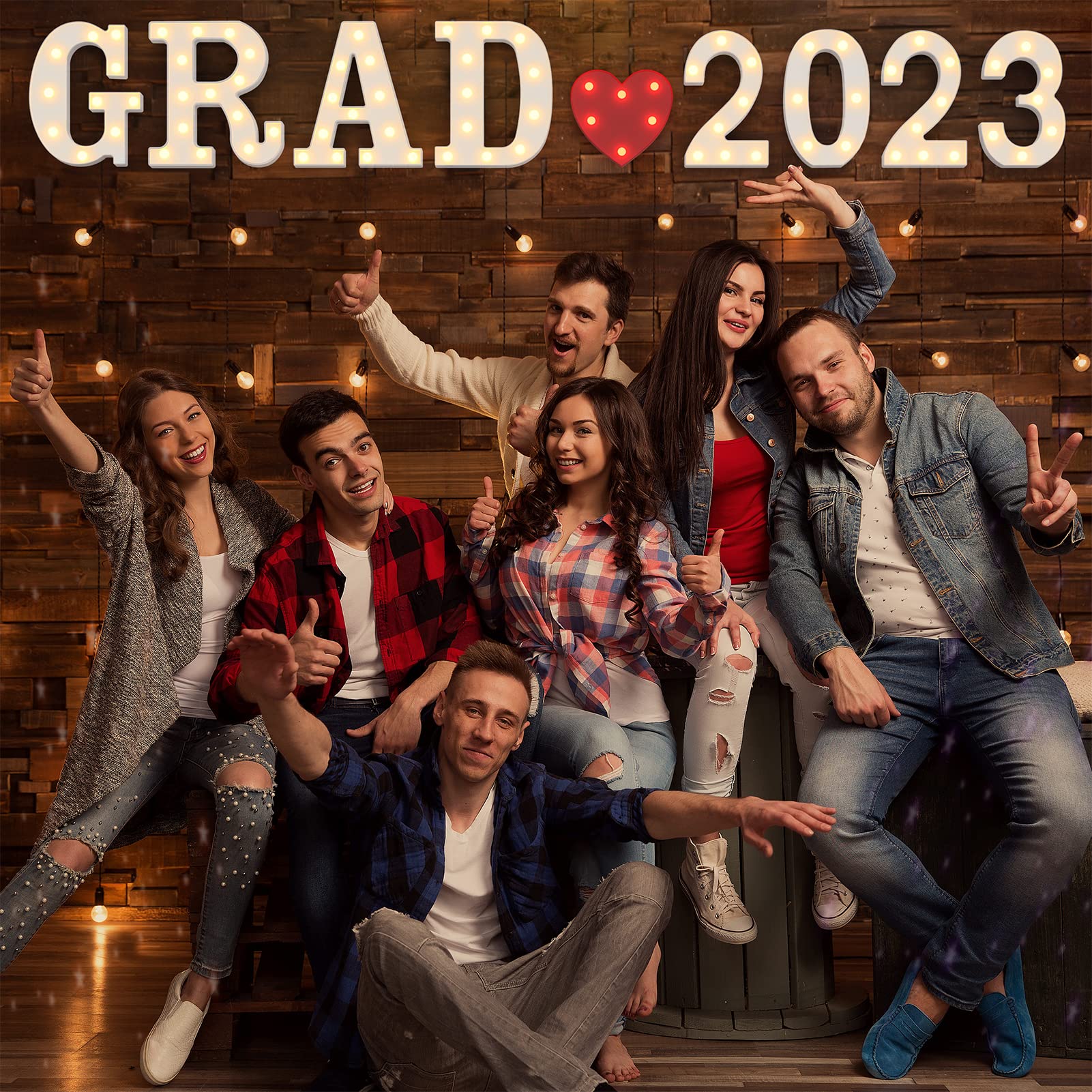 Graduation Party Decorations 2023-8 LED Long Marquee Light Up Letters 'Grad 2023' and 1 'Love' - Decor for Kindergarten Preschool High School College Graduationā¦