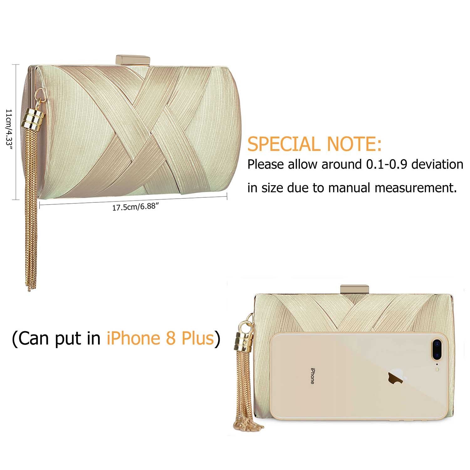 KISSCHIC Women's Elegant Tassel Evening Bag Clutch Purse for Bride Wedding Prom Night Out Party, Red