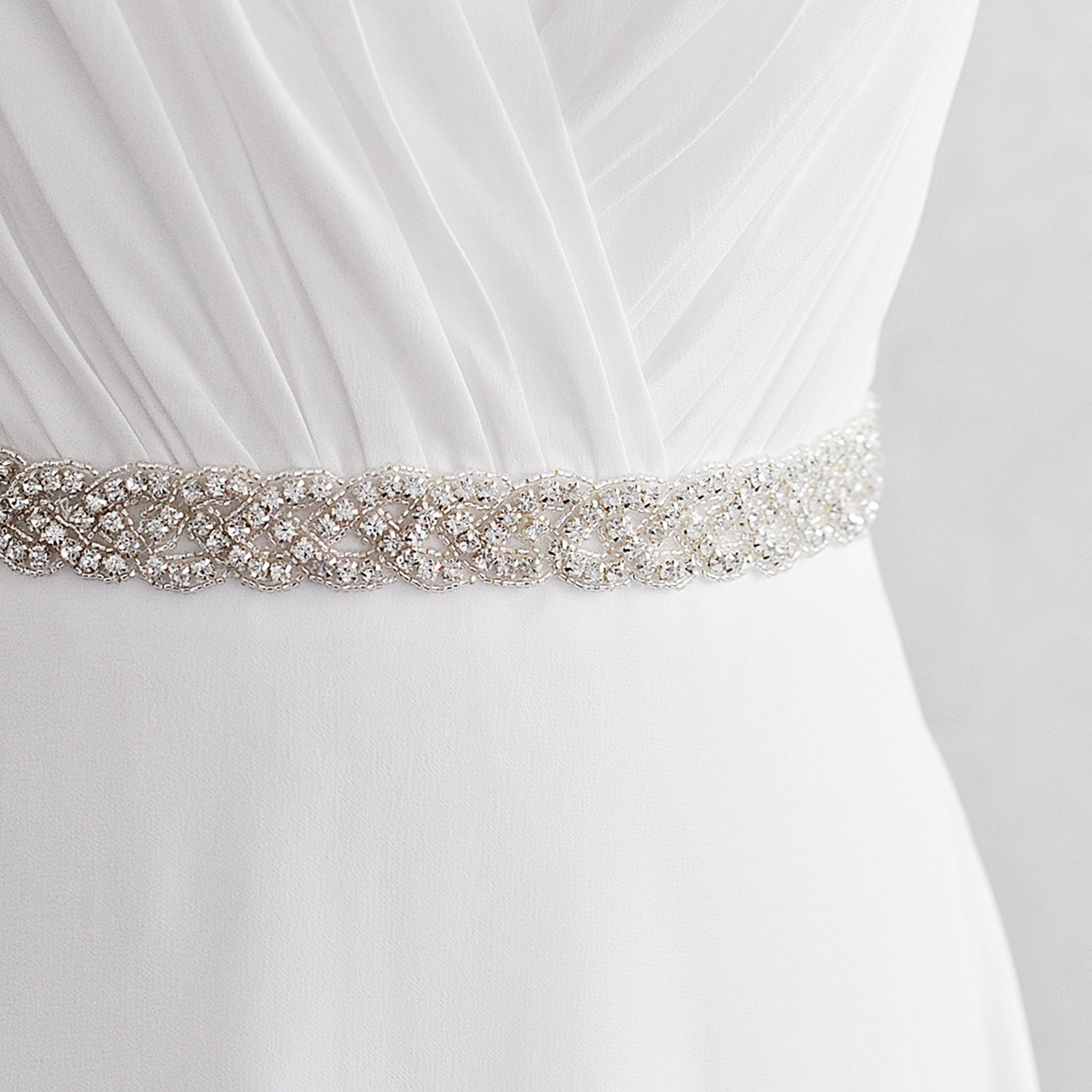 AWAYTR Bridal Rhinestone Wedding Belt - Silver Rhinestone Belts for Women Formal Evening Dress (Black)