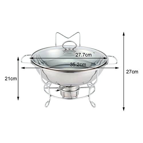 IEUDNS Stainless Steel Round Buffet Chafer with Cover Multifunction Durable Three.5L Serving Tray Holder Chafing Dish Warming Tray for Weddings Parties