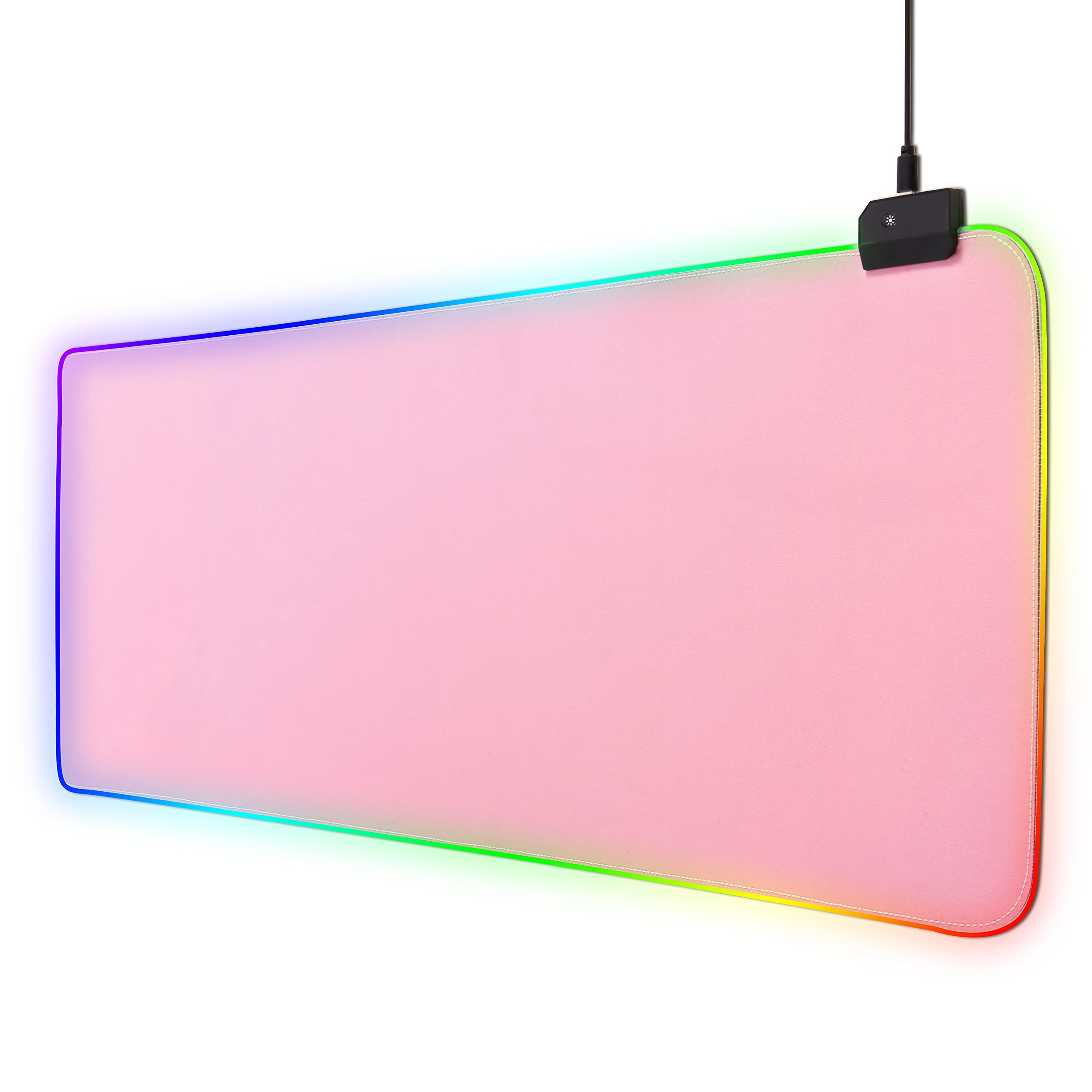 Pink RGB LED Gaming Mouse Pad, 14 Modes Glow Pad, Extra Large Gaming Mousepad,Waterproof Rubber Non Slip Cute Mat, Extended Big Keyboard and Mouse Pad Mat for Gamer, 31.5x12 x 0.16 Inch - Pink