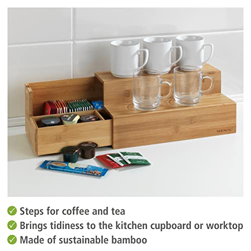 WENKO Bamboo Tea Bag Organizer with Drawer, Tea Bag Storage Container, Coffee and Tea Caddy for Kitchen, Tea Station, Tea Bag Holder, Coffee Bar Accessories and Organizer, 13 x 6.7 x 5.9 in