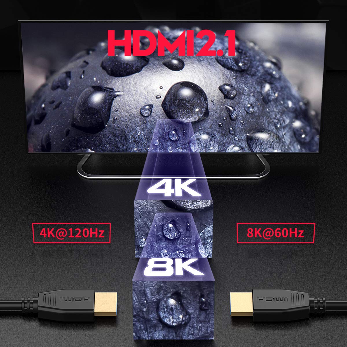 BIFALE 8K HDMI Cable 3ft, HDMI Cable 2.1 Support 8K@60Hz,4K@120Hz, Ultra-high Speed 48Gbps, Dynamic HDR, eARC Compatible with Apple TV, Nintendo Switch, Roku, Xbox, PS4, Projector-1M