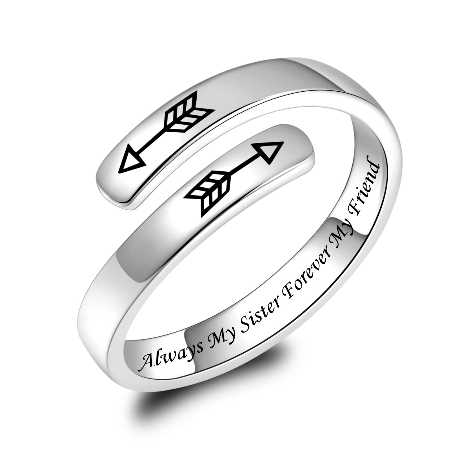 BEILIN 925 Sterling Silver Inspirational Ring Adjustable Rings Personality Encouragement Jewelry Gifts for Women(Design 2: Keep Fu**king Going)