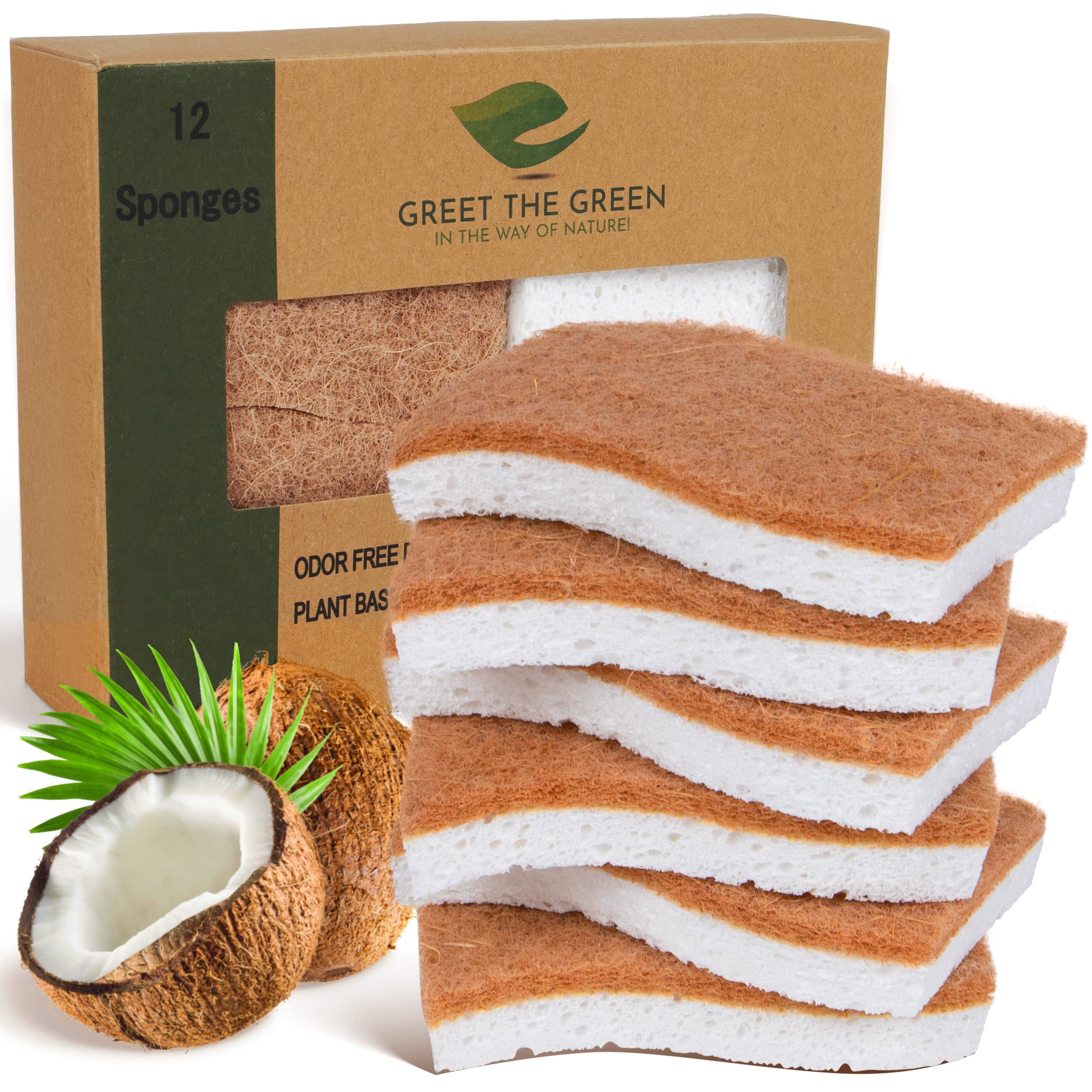 Biodegradable Sponges 12 Pack of Sponges Kitchen Natural Sponges for Dishes Natural Sponge - Dish Sponge Eco Friendly Sponges Natural Kitchen Sponge