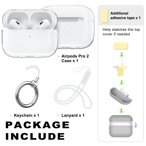Foweroty Compatible Airpods Pro 2/1 Case Clear, Soft TPU Transparent Protective Cover for Women Men Shockproof iPods Pro 2 Case Skin for Airpods Pro 2/1 Charging Case,Clear