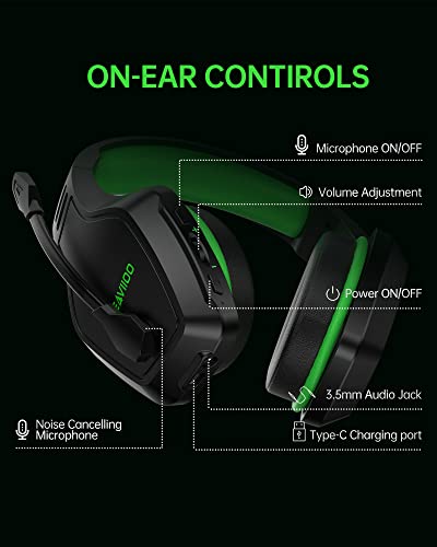 BEAVIIOO Wireless Gaming Headset with Microphone for PC PS4 PS5 Playstation 4 5, 2.4G Wireless Bluetooth USB Gamer Headphones with Mic for Laptop Computer