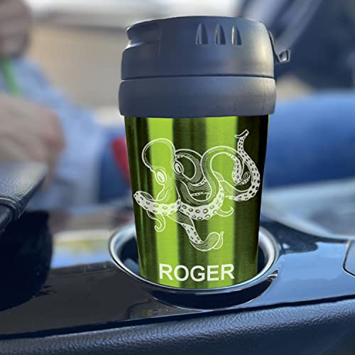 LaserGram 16oz Coffee Travel Mug, Stegosaurus Dinosaur, Personalized Engraving Included (Green)