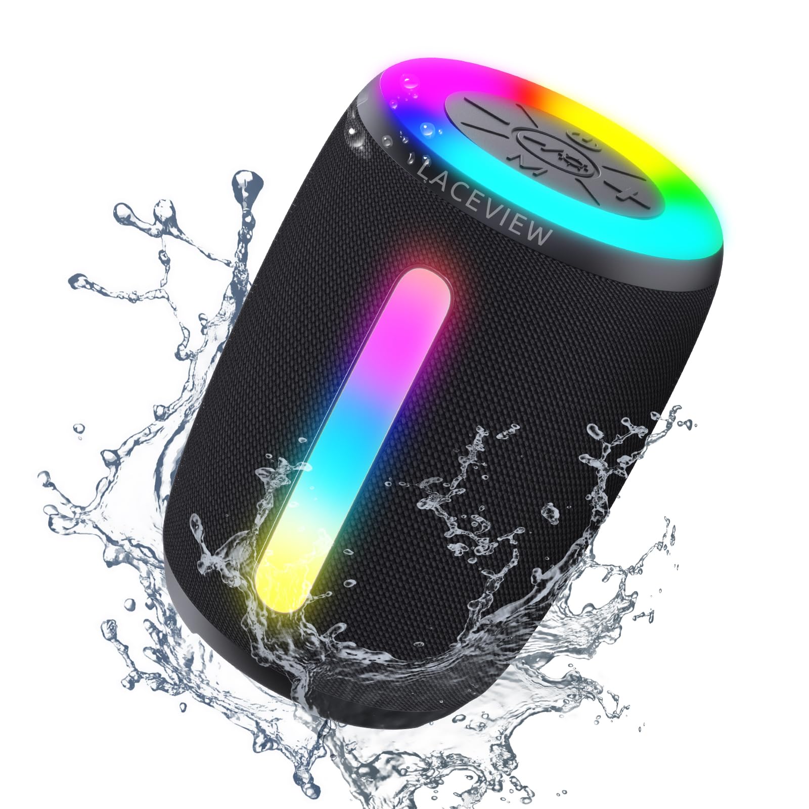 Bluetooth Speaker, IP68 Waterproof Portable Speaker with LED Lights, 15W HD Stereo Wireless Speaker, BT5.3, MIC, TWS Pairing Function, 12H Playtime for Party Camping, Showering and Home Use(Gray)