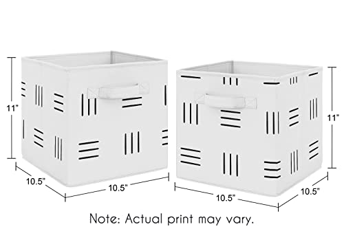 Sweet Jojo Designs White and Black Boho Mudcloth Foldable Fabric Storage Cube Bins Boxes Organizer Toys Kid Baby Set of 2 Black and White Bohemian Woodland Tribal Southwest Mud Cloth Hatch Triple Line