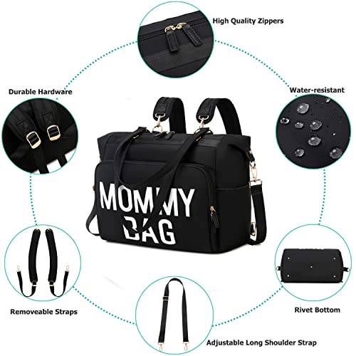 LORADI Convertible Diaper Bag Tote, Water-Resistant Diaper Backpack, 14 Pockets Hospital Bag