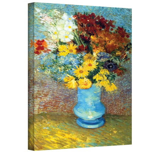 ArtWall Vincent Vangogh's Flowers in Blue Vase, Gallery Wrapped Canvas, 18 by 24-Inch