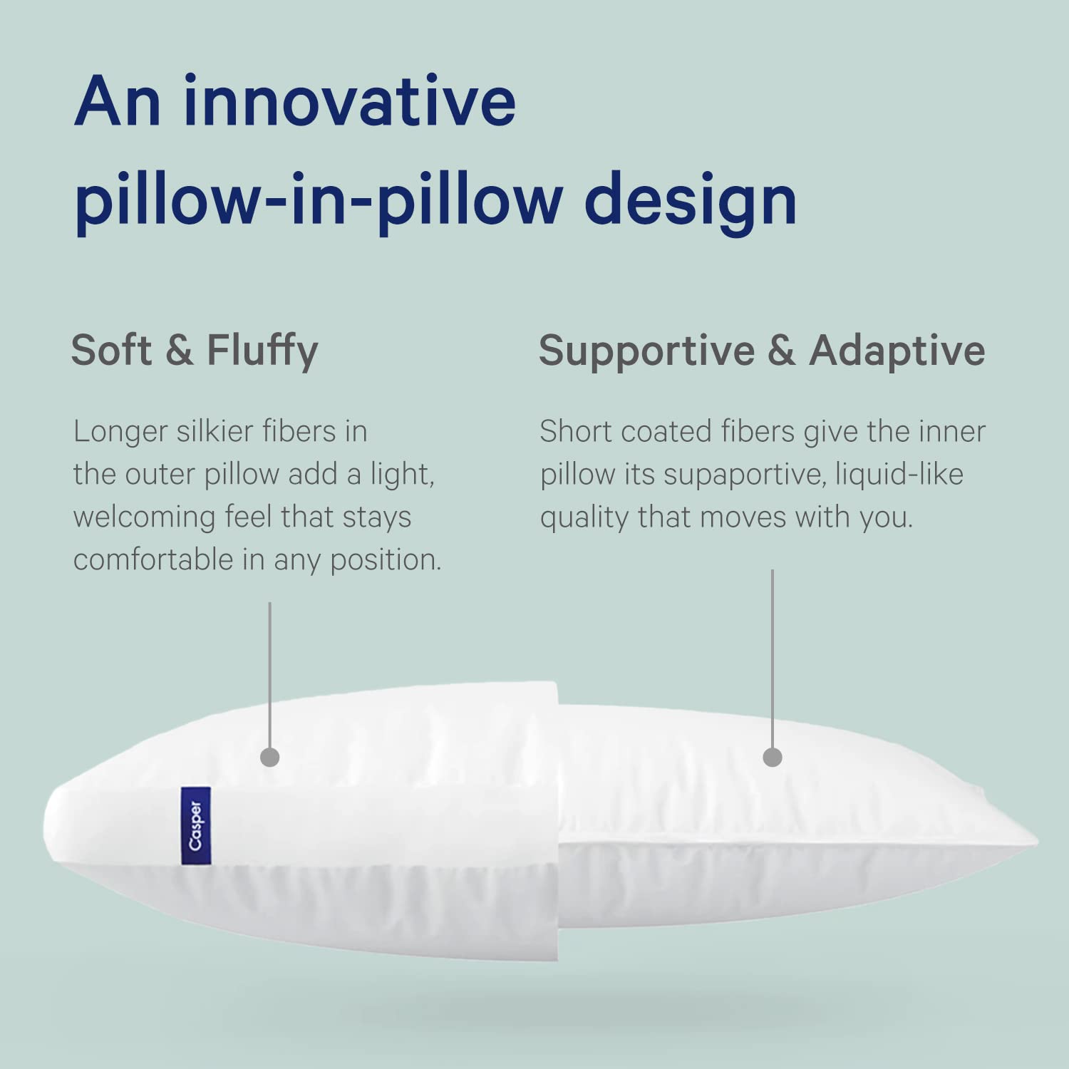 Casper Sleep Element Mattress, King, Grey & Original Pillow for Sleeping, King, White, Two Pack