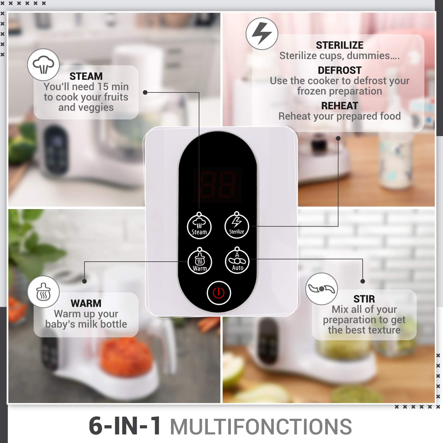 Baby Food Maker - All in one Baby Food Processor - Multi-Function - Vegetable Steamer, Blender, Bottle Sanitizer
