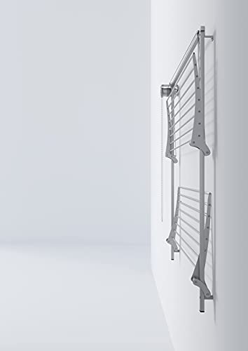 foxydry Wall Plus, Wall Mounted Drying Rack, Wall Clothesline, Laundry Drying Rack Foldable and Suspended Clothesline in Aluminium and Steel 152x52x137cm / 59.84x20.48x54 in (150 cm)