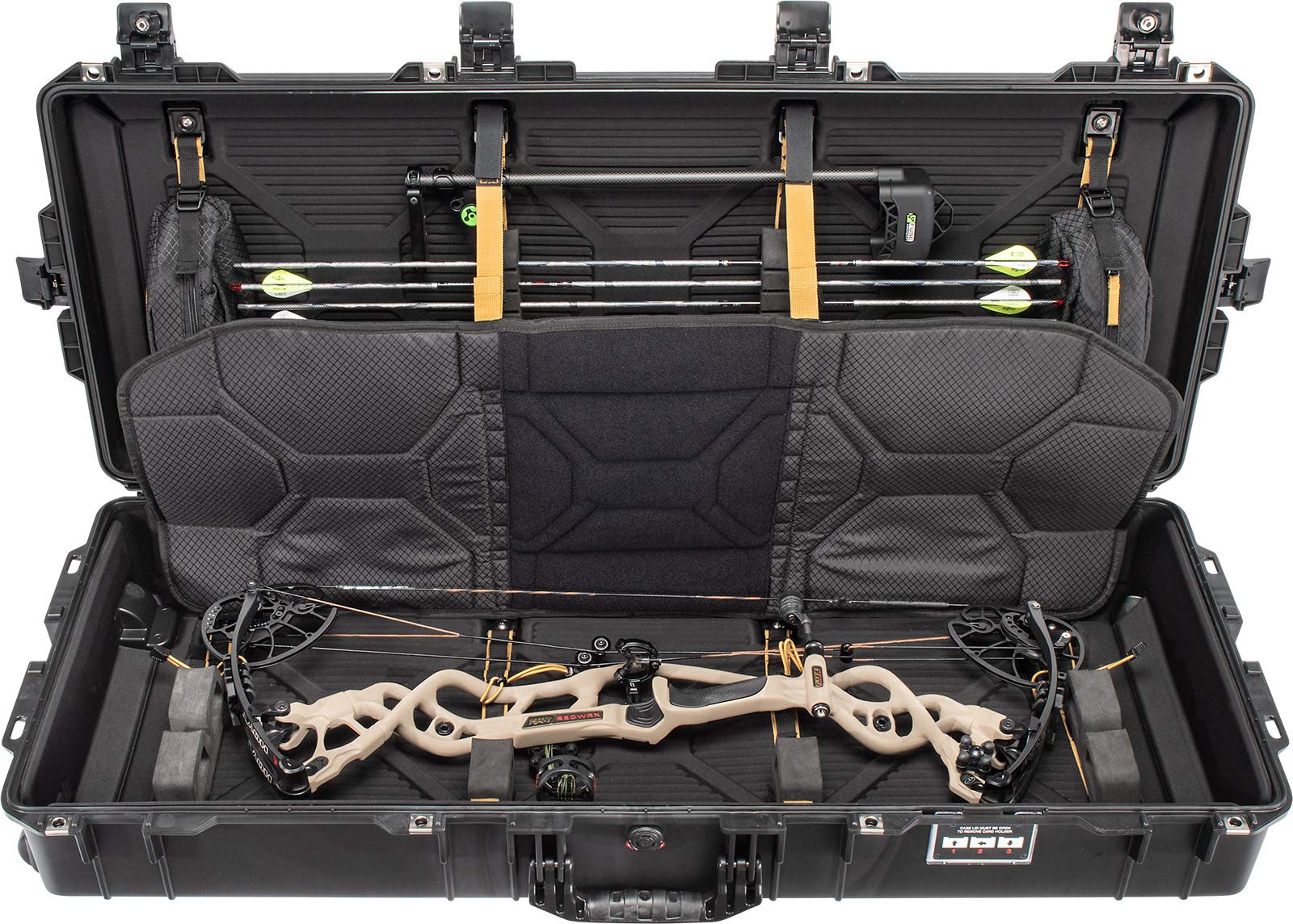Black Pelican 1745 Air Bow case with custom interior & 2 TSA locking latches.