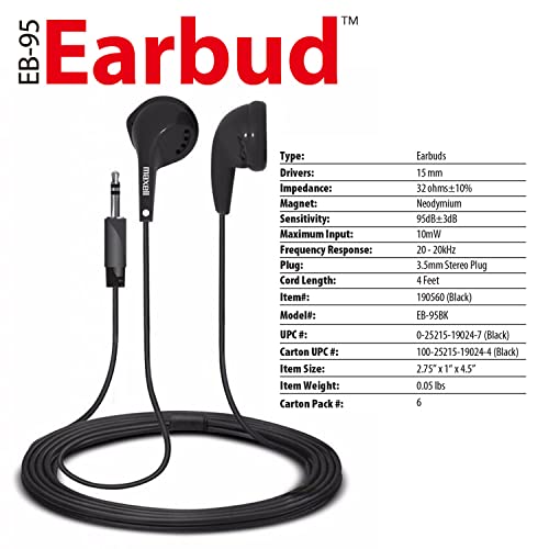 Maxell β 190560, Wired Earbuds Headphones with Lightweight Extended Use Anisotropic Ferrite Magnet Driver - Dynamic Sound Reproduction Stereo - for iOS, Smartphones, MP3 & Gaming β Black
