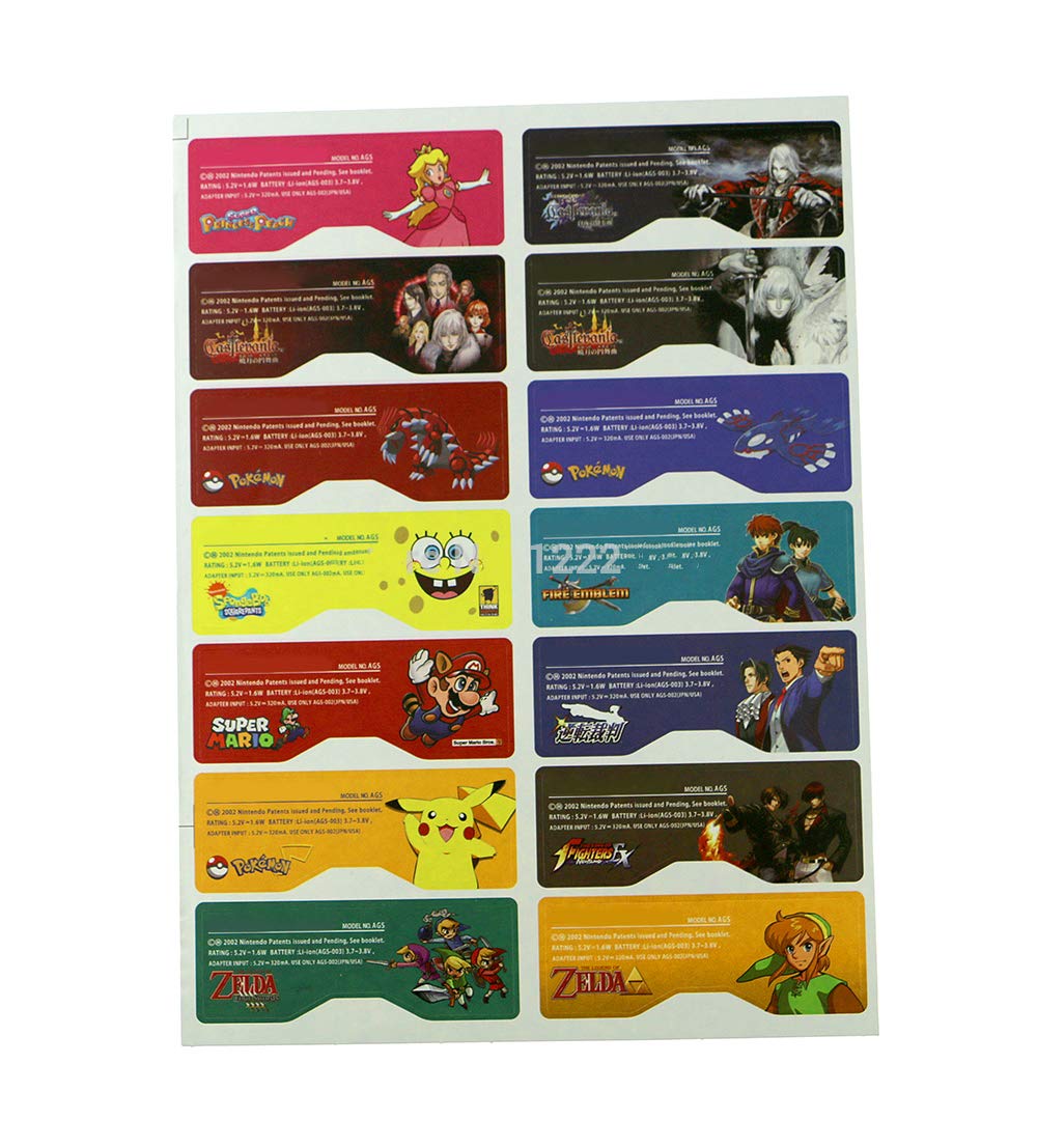 Label Sticker Nameplate Sticker fit for Game boy Advance SP GBA SP Console 1Set(14Groups)