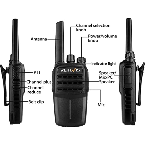 Retevis RT40B Walkie Talkie Rechargeable,Mini 2 Way Radio for Adults, Rugged Two Way Radios Rechargeable, Handheld USB Charging Base Emergency Alarm, for Adults Skiing Hunting Cruise Gifts (1 Pack)