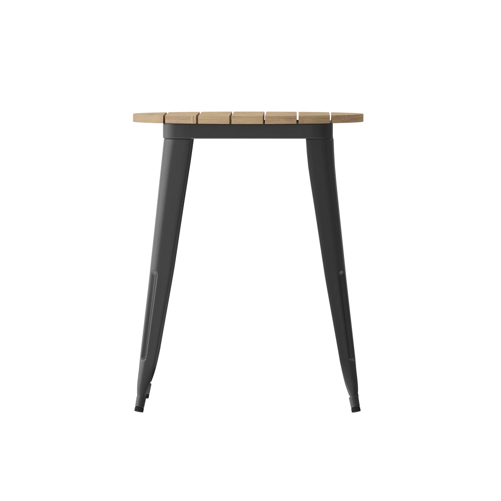Flash Furniture Declan Commercial Outdoor Bar Height Dining Table, All Weather Poly Resin Top with Steel Base, 23.75" Round, Brown/Black
