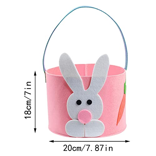 Easter Baskets for Kids Empty Felt Bunny Basket Easter Bunny Ears Bags with Rabbit Ears Easter Egg Hunting Tote Bag Easter Rabbit Gift Storage Bucket Toys Easter Decor Eggs Candy Gifts Storage (A)