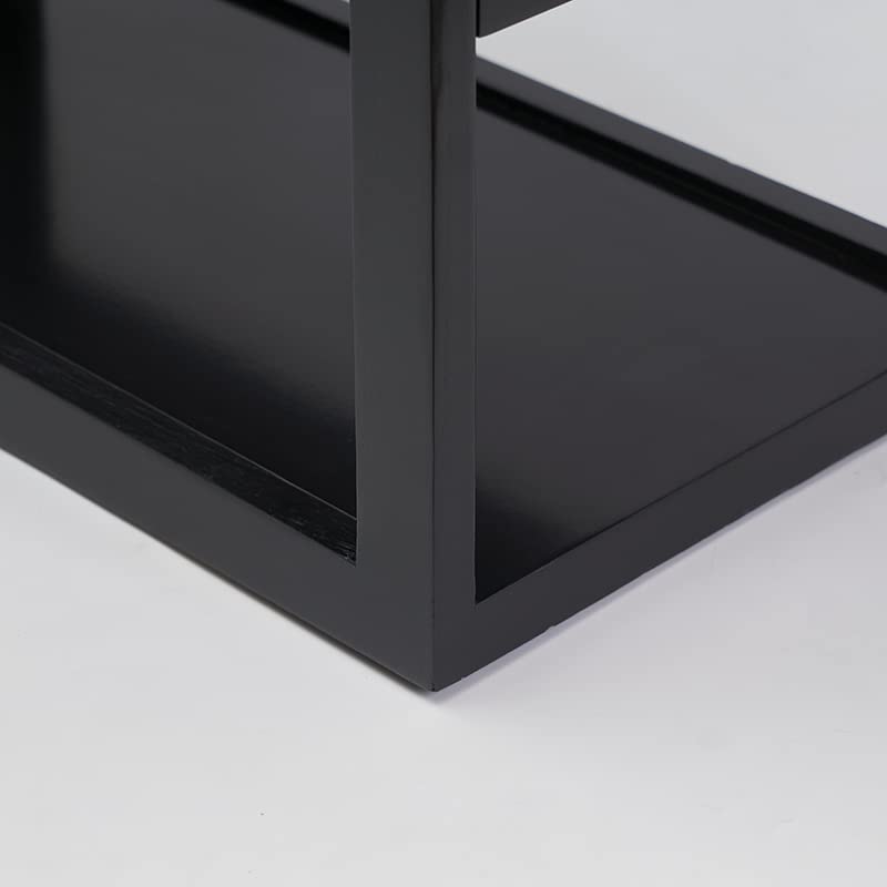 BECTSBEFF Fully Assembled Narrow Side Table, No Assembly Narrow End Table with Drawer for Living Room, Pre-Assembled Nightstand with Shelf for Bedroom-Black