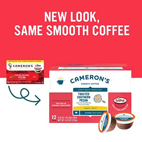 Cameron's Coffee Single Serve Pods, Flavored, Toasted Southern Pecan, 12 Count (Pack of 1)