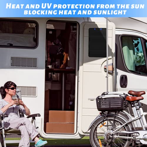 DAIKOU RV Door Window Shade, Foldable Velcro Blackout Cover, UV Rays Protection Camper Trailer Fits for Most Interior Waterproof Thickened Oxford Fabric Black