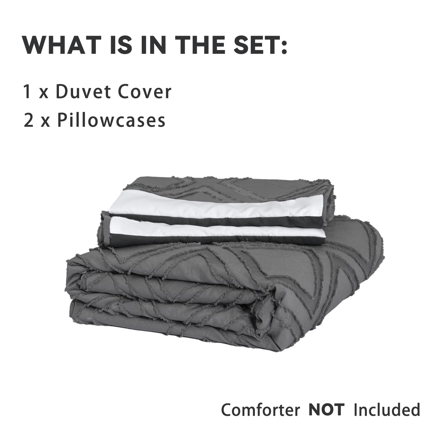 YASMENG Dark Gray Tufted Duvet Cover Queen Set Grey Black and White Colorblock Patchwork Bedding Comforter Cover Modern Farmhouse Boho Jacquard Rhomboid Tuft Texture Duvet Cover with 2 Pillowcases