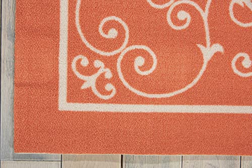 Nourison Home & Garden Indoor/Outdoor Orange 5'3" x 7'5" Area -Rug, Easy -Cleaning, Non Shedding, Bed Room, Living Room, Dining Room, Kitchen, Backyard, Deck, Patio (5x7)