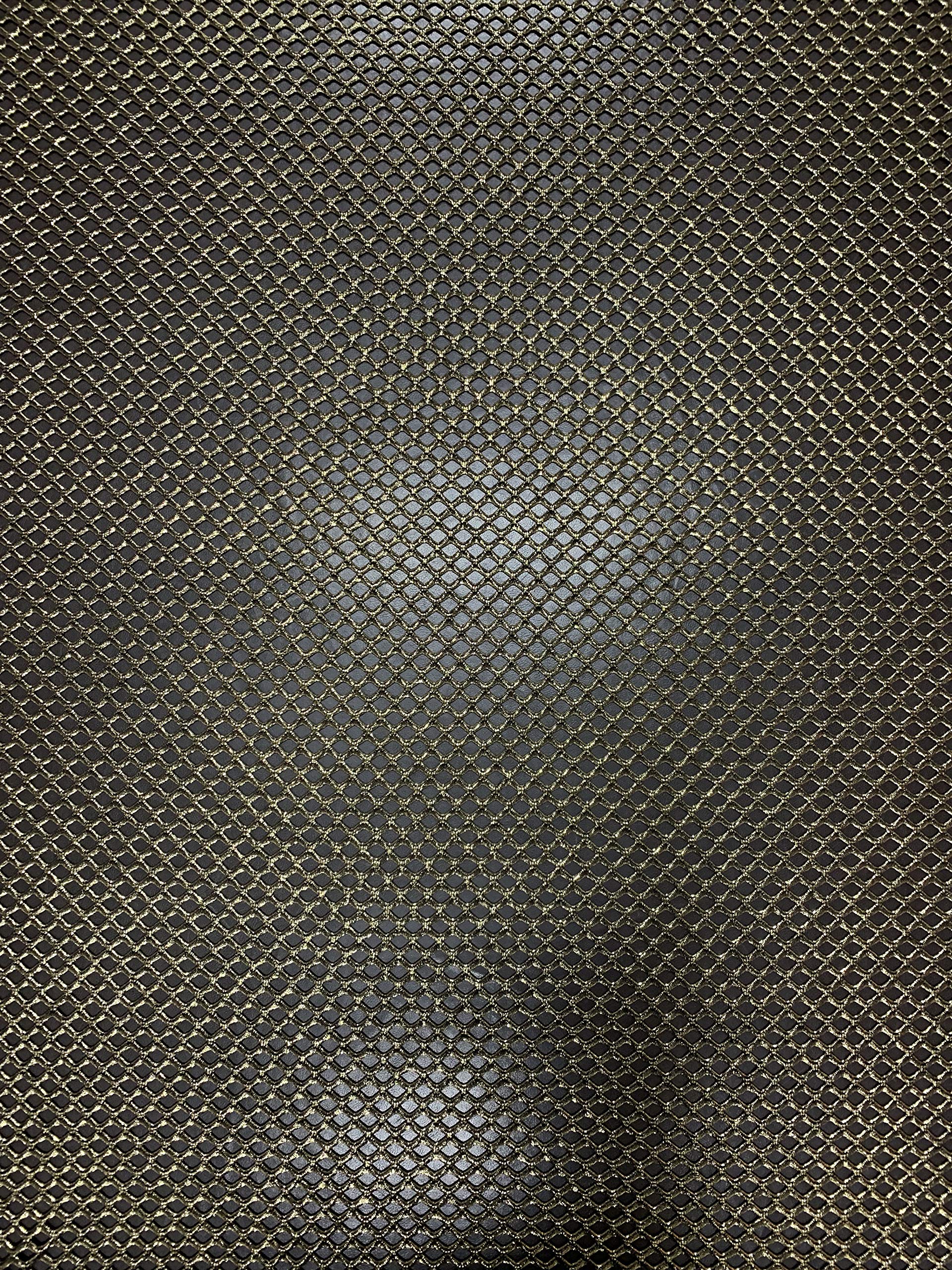 Diamond Mesh Big Hole 0.5 Inch with or Without Silver Foil Stretch Polyester Spandex Mesh Fabric by The Yard (Black with Gold Foil)