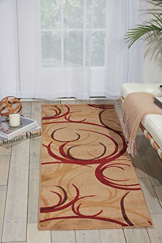 Nourison Somerset Abstract Beige 2' x 5'9" Area-Rug, Easy-Cleaning, Non Shedding, Bed Room, Living Room, Dining Room, Kitchen (2x6)
